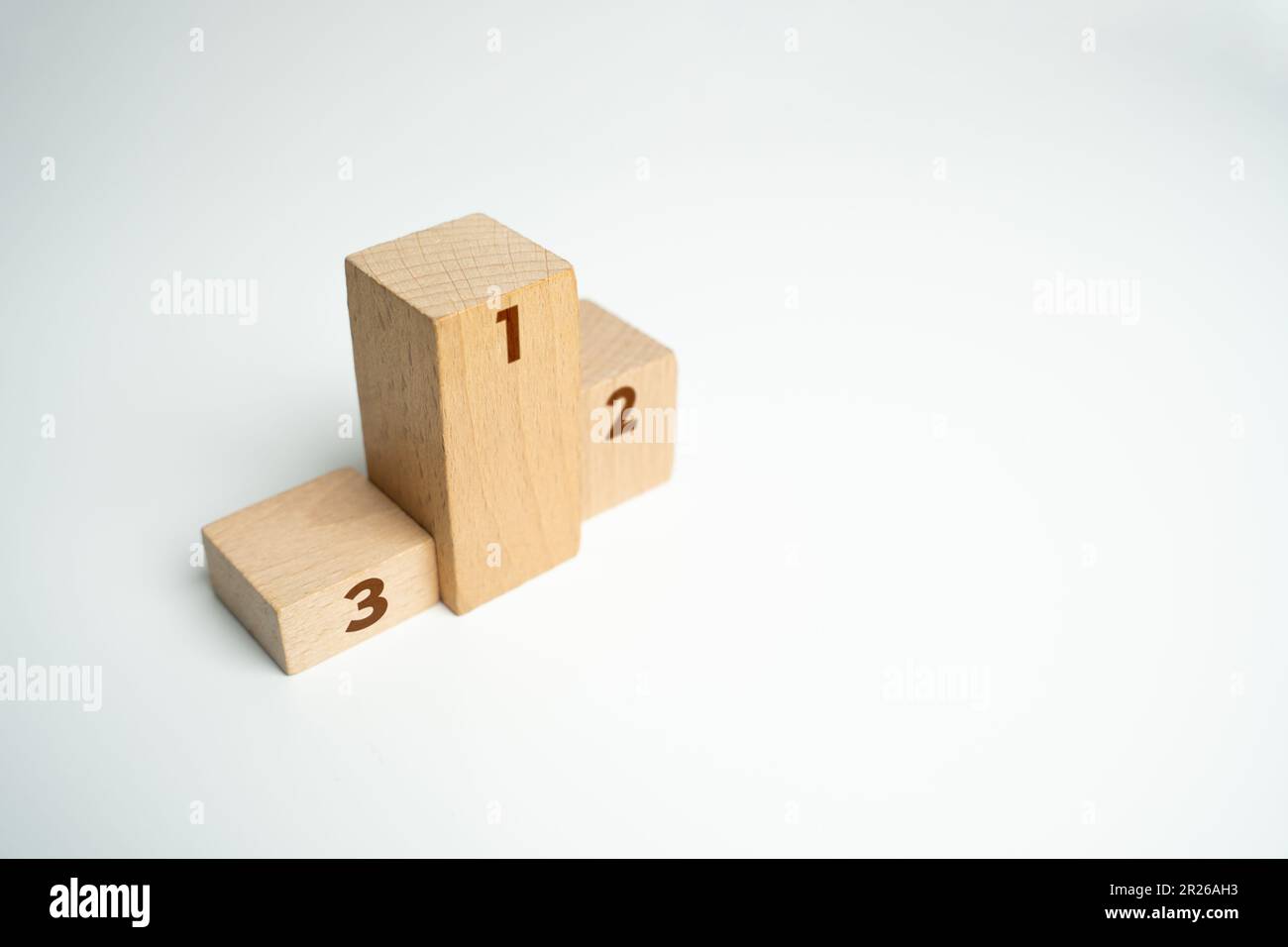 First, second and third place in the competition. Stand podium made of ...