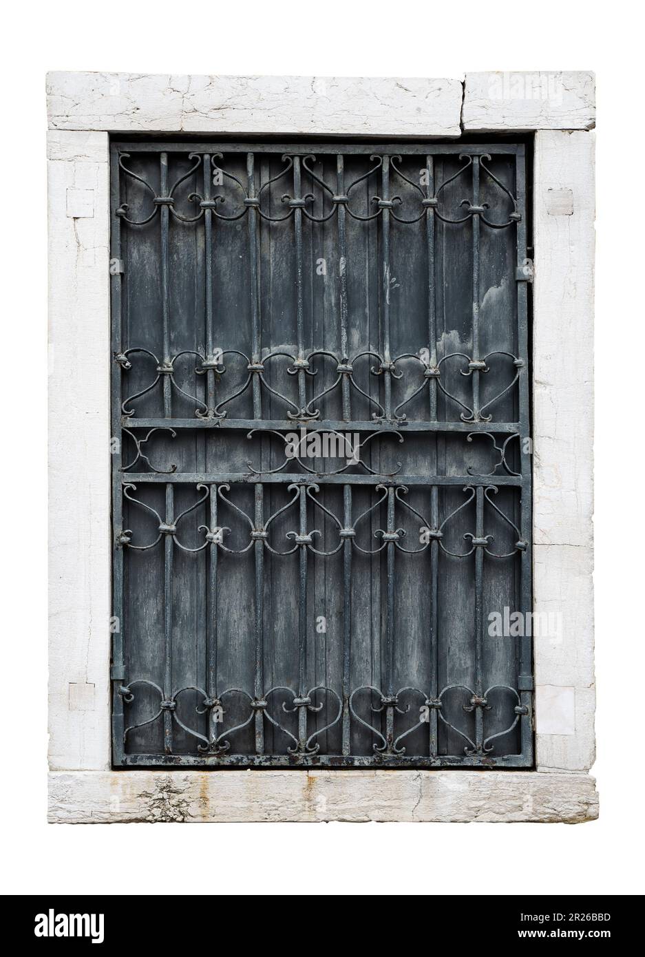 front view closeup of vintage square window with stone marble frame ...