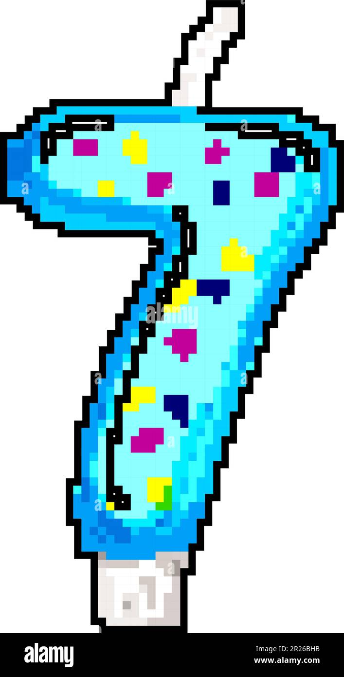 seven anniversary birthday number candle game pixel art vector ...