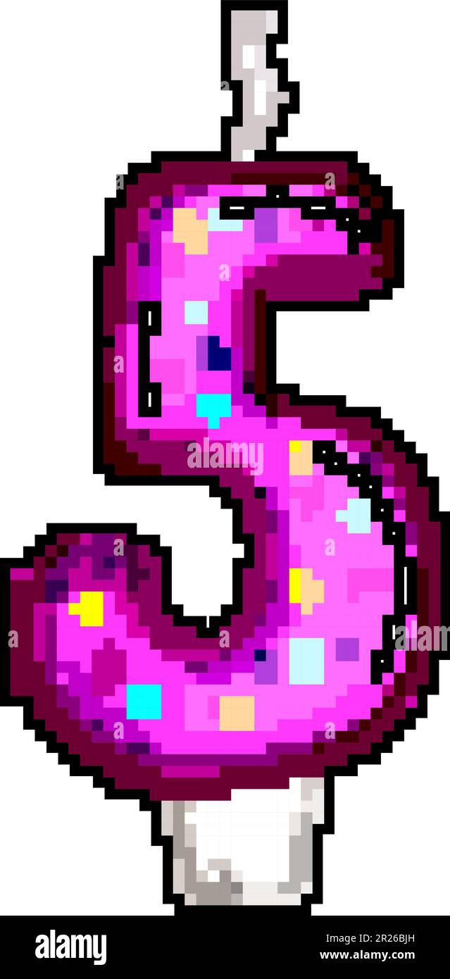 five celebration birthday number candle game pixel art vector ...
