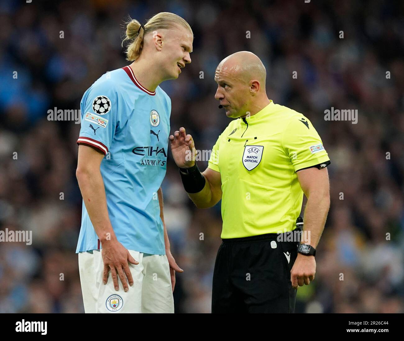 Manchester, UK. 17th May, 2023. Erling Haaland of Manchester City spoke ...