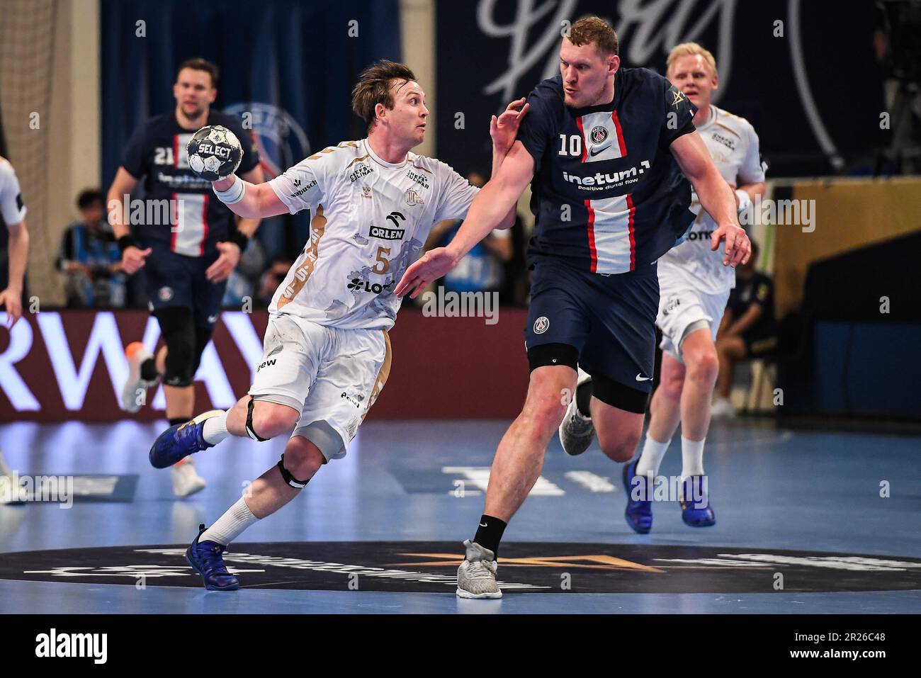 Paris, France. 17th May, 2023. Sander SAGOSEN of Kiel and Dainis ...
