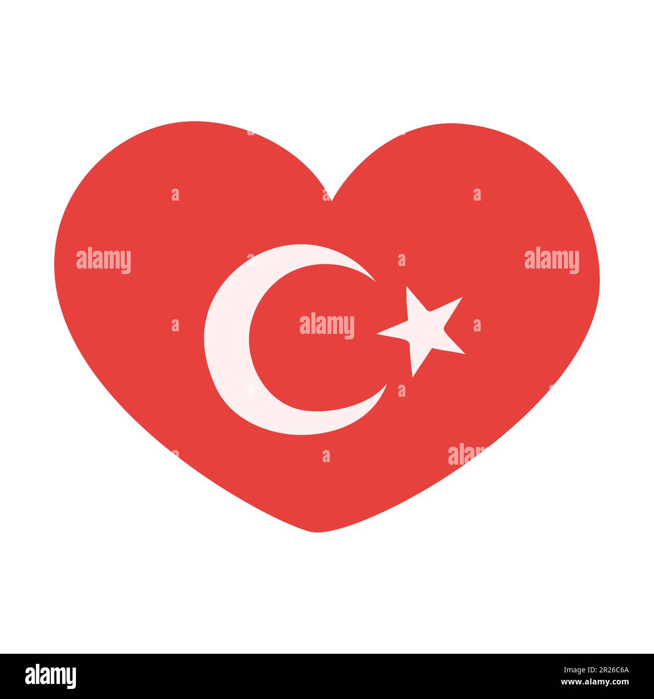 Turkish symbol star and crescent emblem on red heart shape. Vector ...