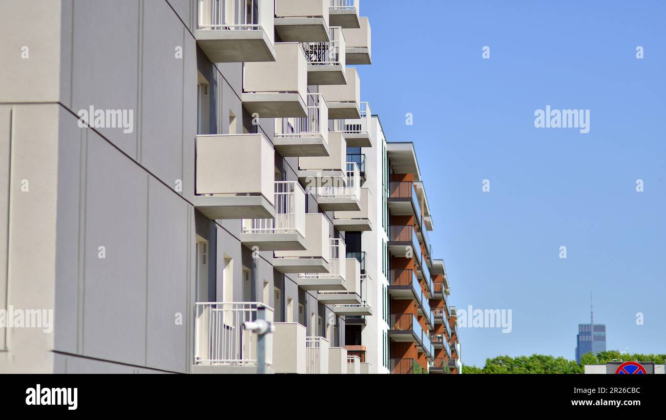 Apartment building with bright facades. Modern minimalist architecture ...