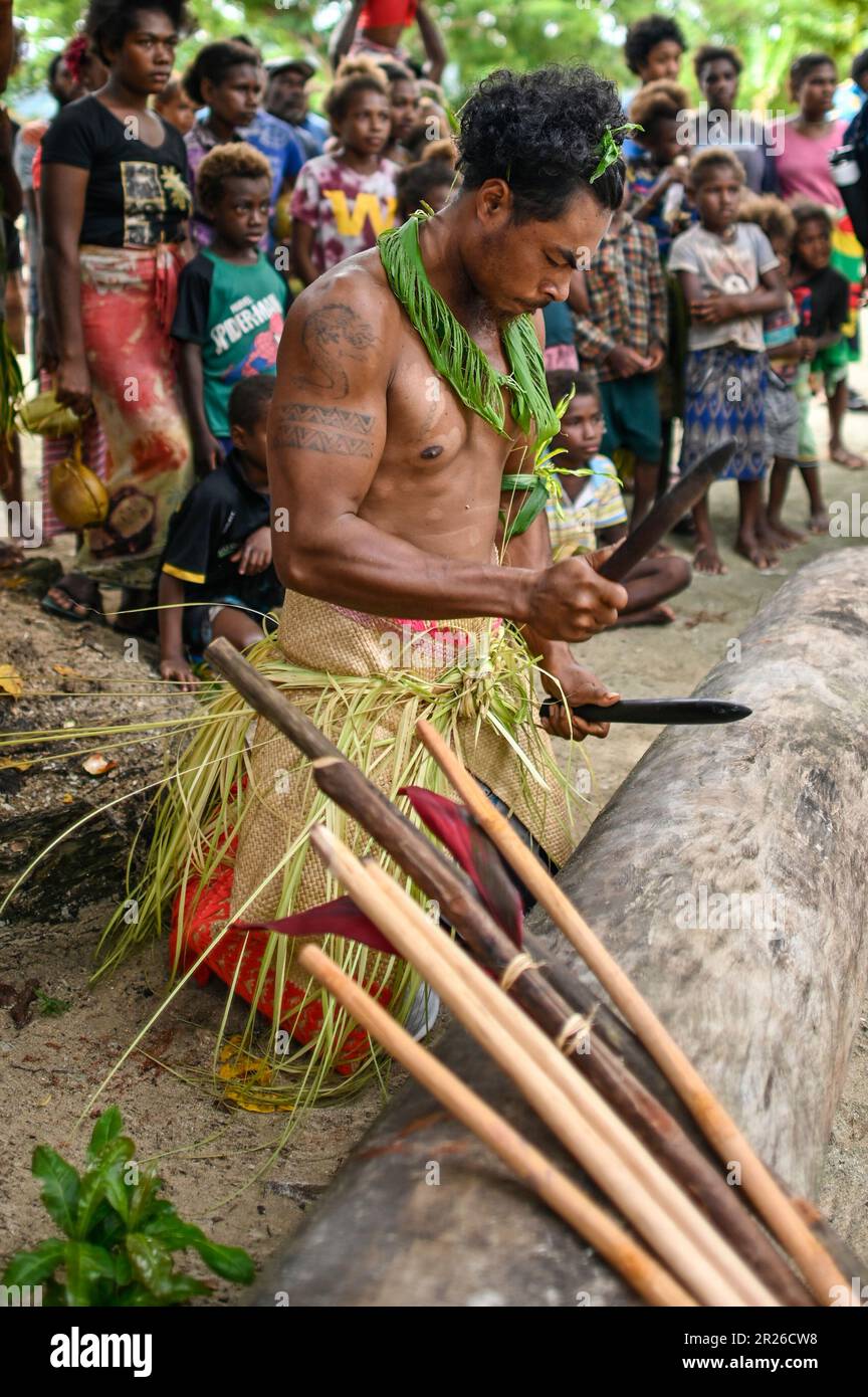 The traditional dances of the indigenous people on Utupua Island in the ...