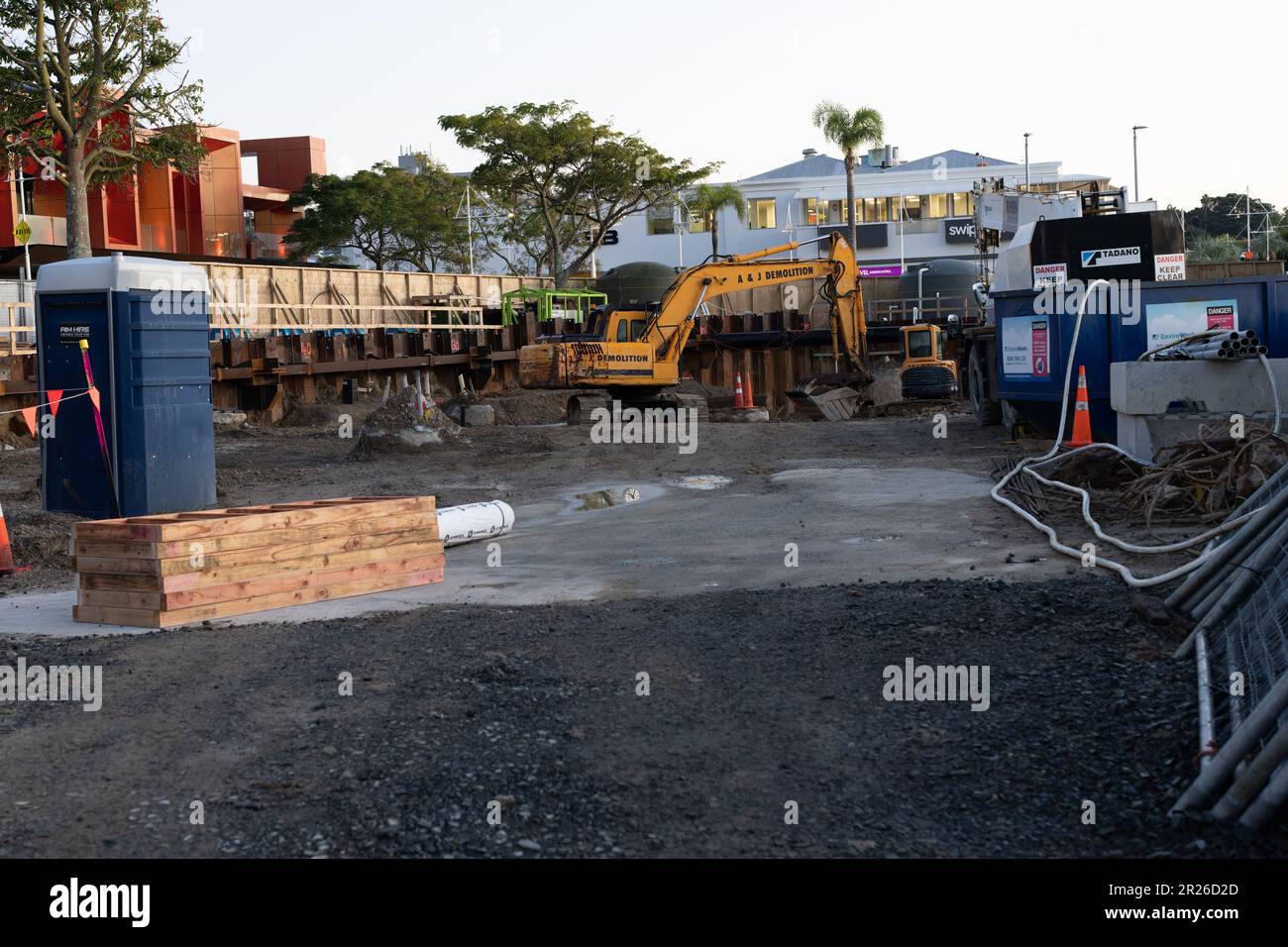 Tauranga New Zealand - May 17 2023; City construction site in early ...