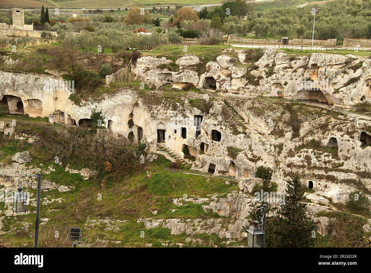 Gravina in Puglia, Italy. Historical cave houses dug in limestone along ...