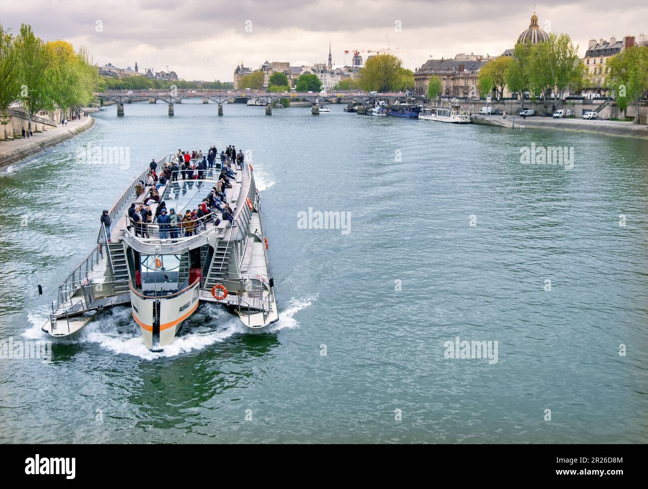 PARIS, FRANCE - April 24, 2023: Luxury tourist cruise ship sailing on ...