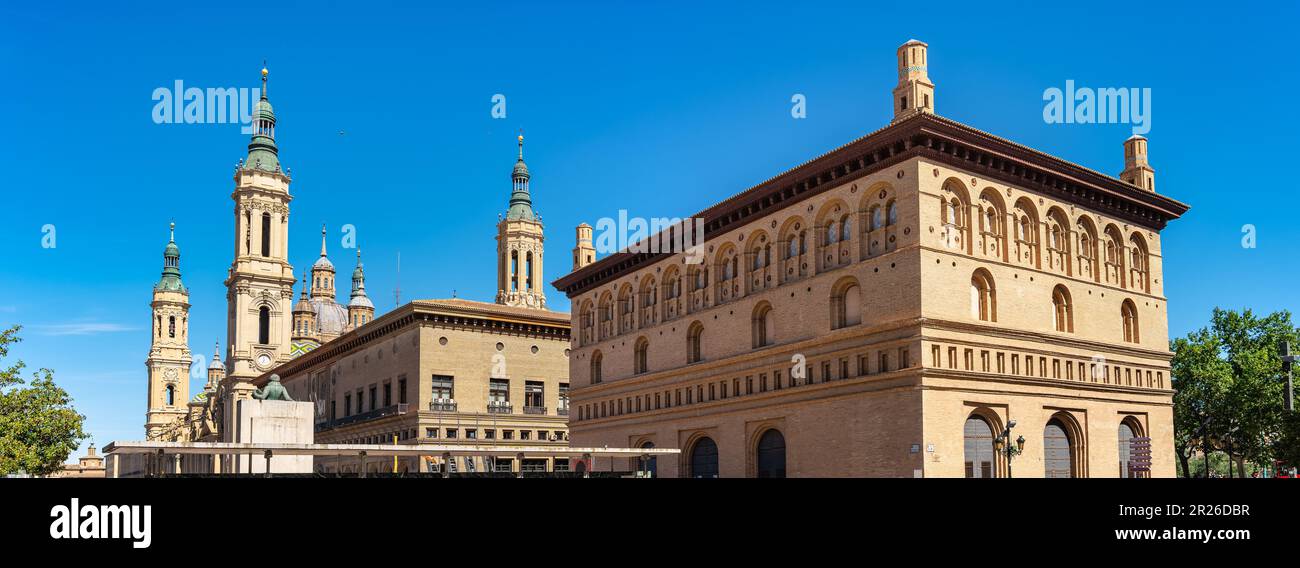 Monumental complex of the Basilica del Pilar and historic buildings in ...