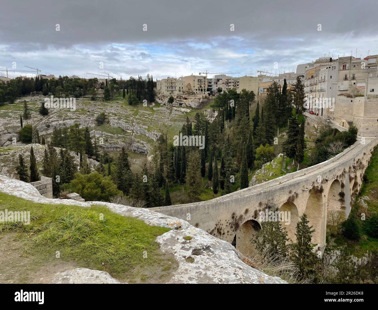 Gravina in Puglia, Italy. View over the ravine, with Ponte Acquedotto ...