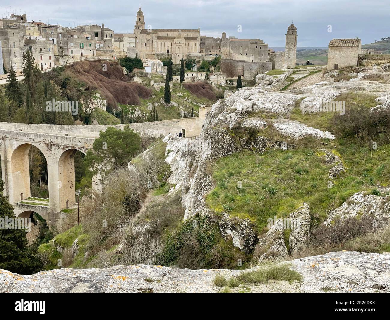 Gravina in Puglia, Italy. Panorama from the archeological site, with ...