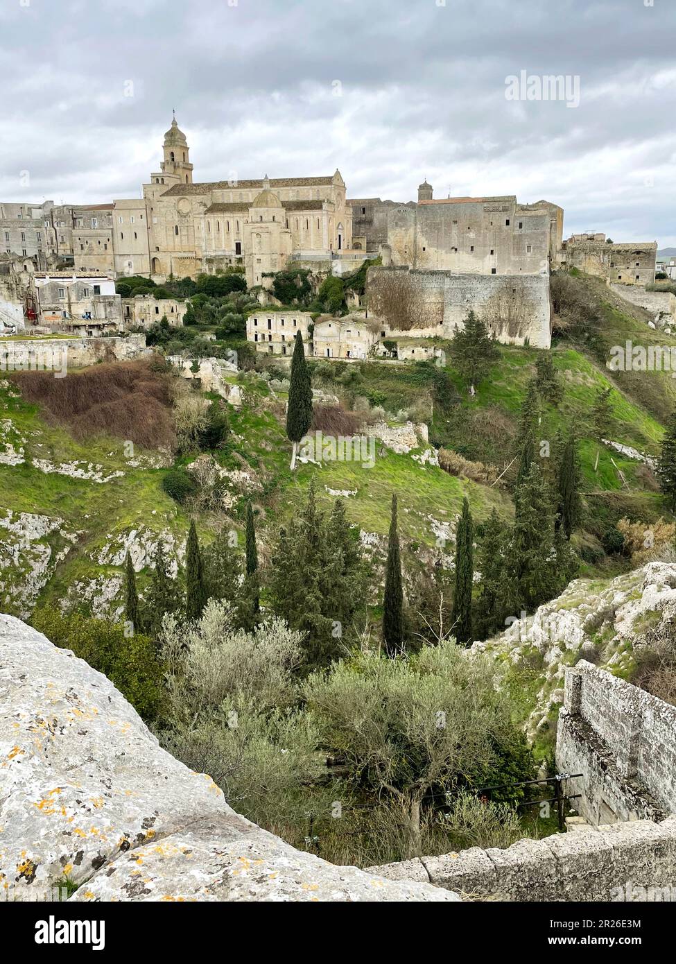 Gravina, Italy. Panorama from the archeological site, with view of the ...