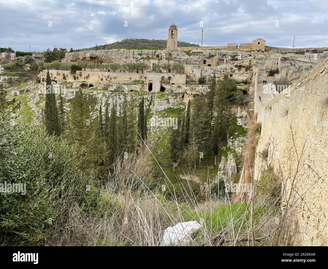 Gravina in Puglia, Italy. View of the ravine, with the cave dwellings ...