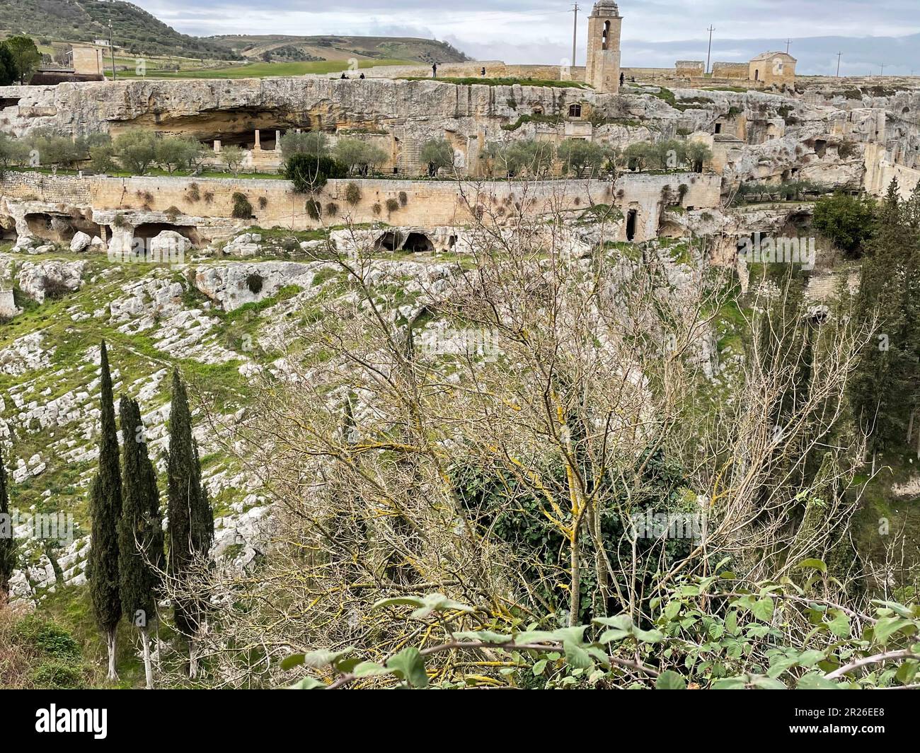 Gravina in Puglia, Italy. View of the ravine, with the cave dwellings ...