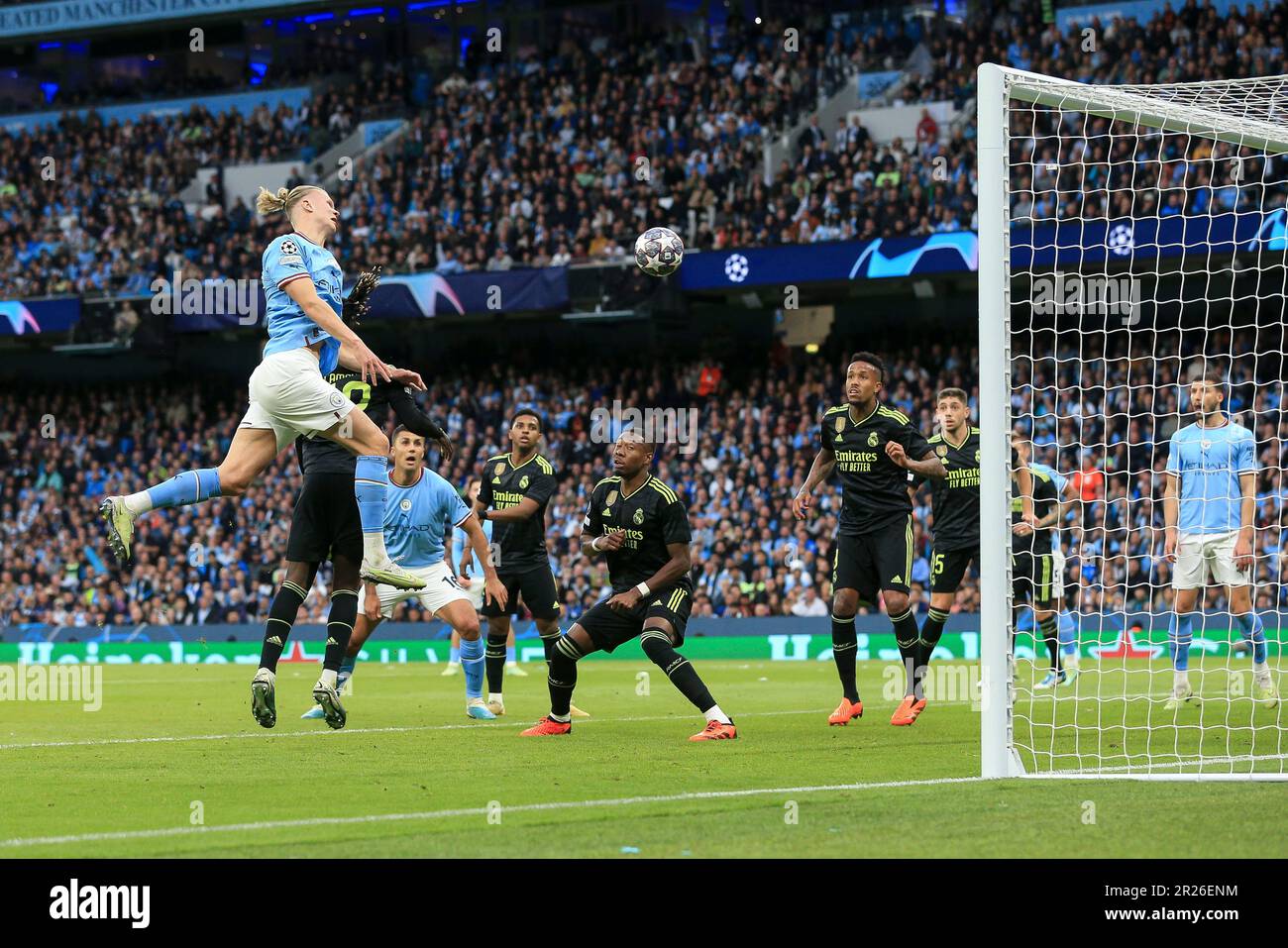 Manchester, UK. 17th May, 2023. Erling Haaland of Manchester City goes ...