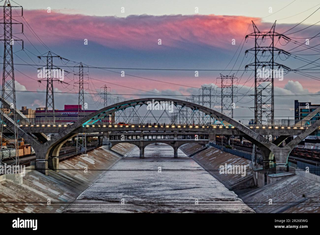 New Sixth Street Bridge and Los Angeles River, downtown Los Angeles ...