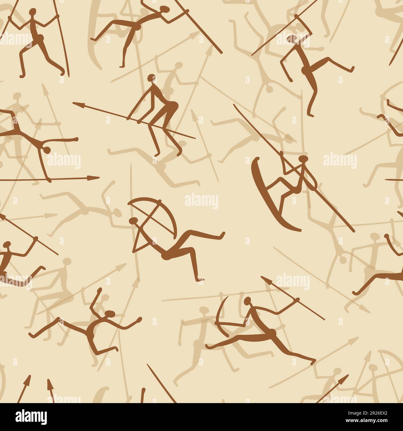 Caveman pattern. vector seamless background with prehistoric period ...