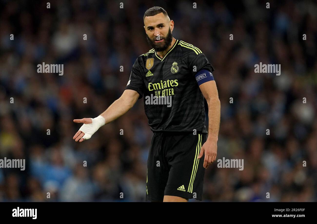 Real Madrid's Karim Benzema gestures during the UEFA Champions League ...
