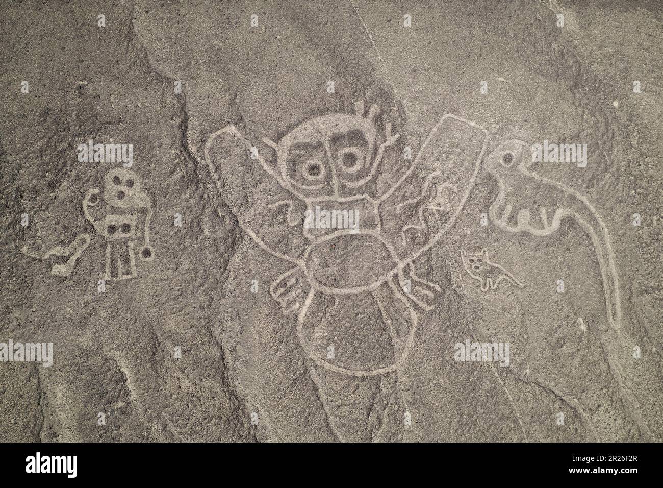 Geoglyphs known as Nazca Lines cover La Pampa de Nazca, Peru, Wednesday ...