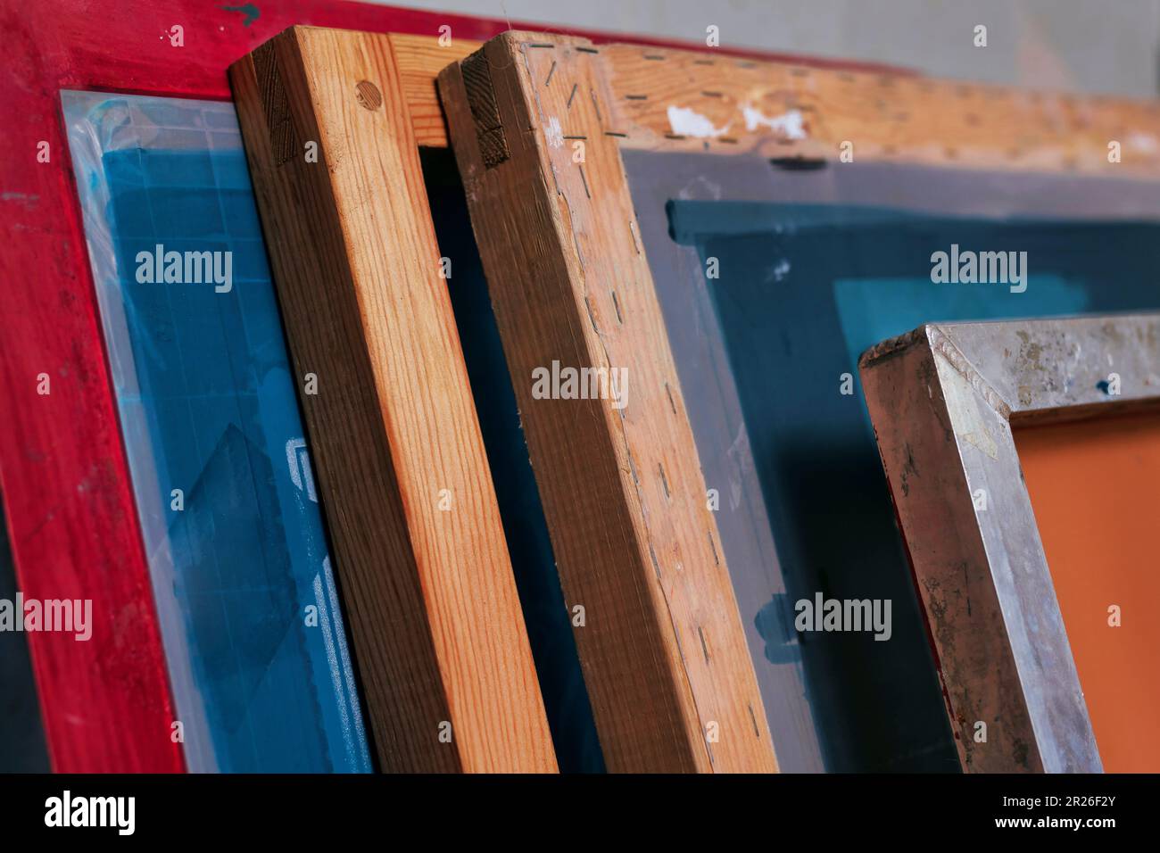 silk screen mesh screen frames close-up. silkscreen printing ...