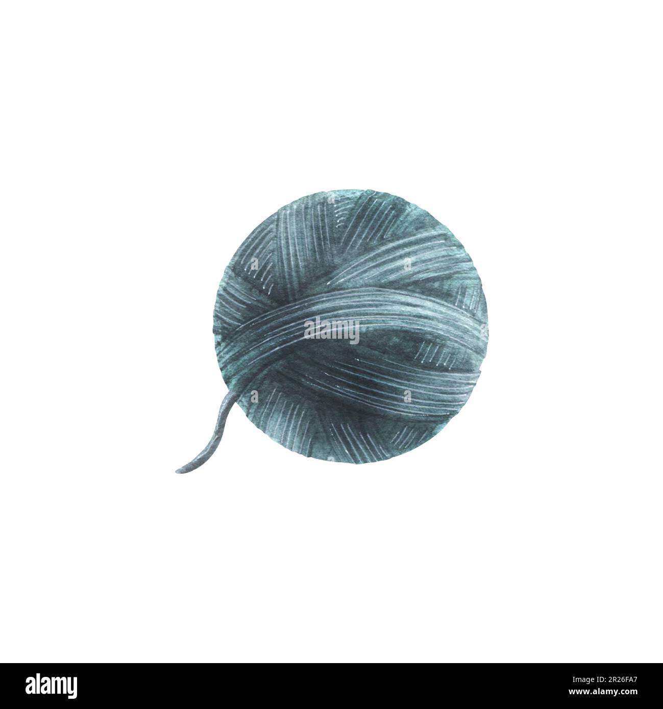 Ball of thread, yarn of blue colors. Watercolor illustration. Isolated ...