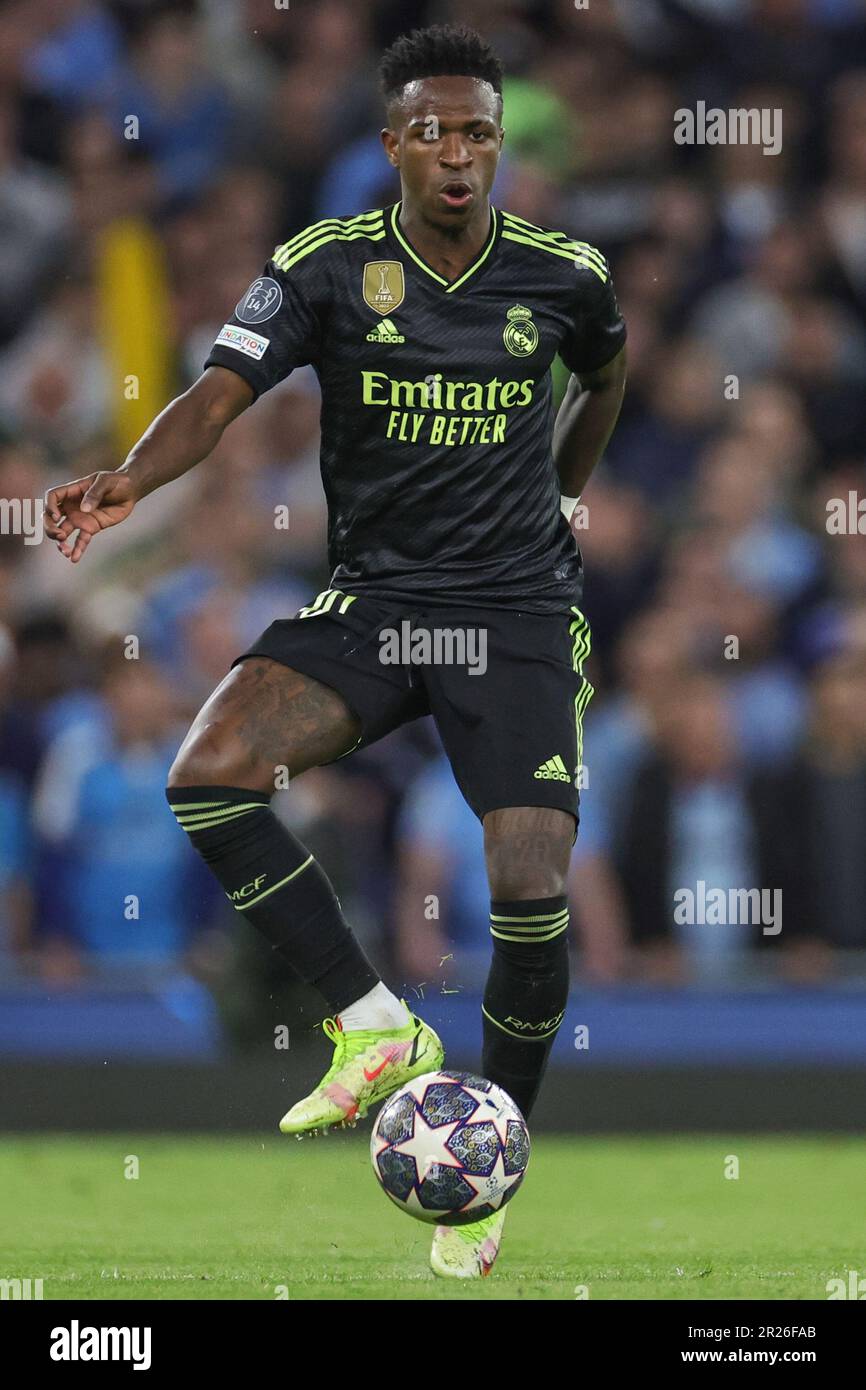 Vinícius Júnior #20 of Real Madrid controls the ball during the UEFA ...
