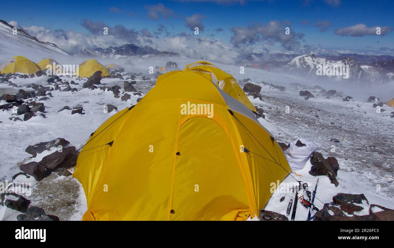 High altitude campsite on aconcagua hi-res stock photography and images ...