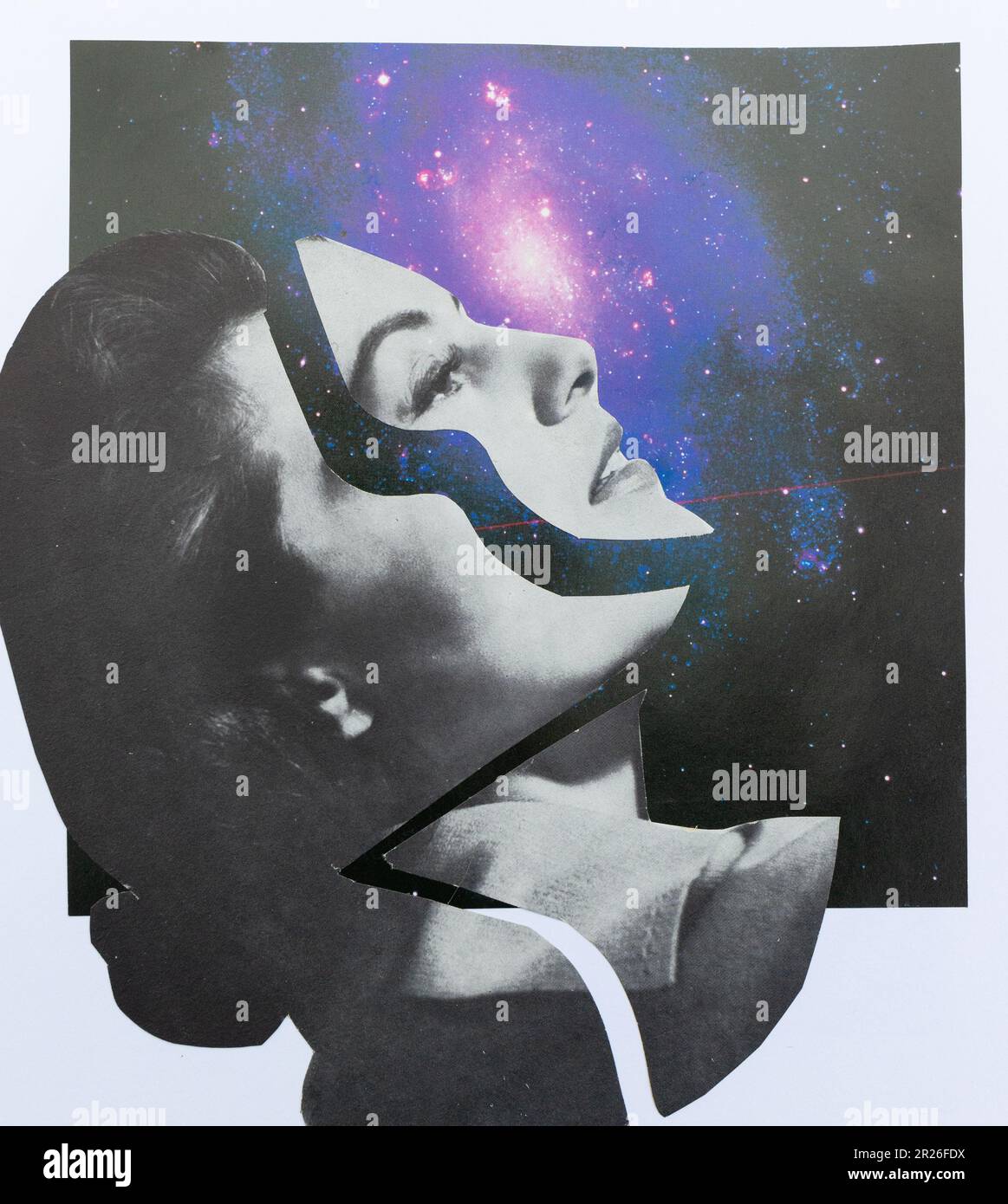 London, UK. May 13, 2023. A photograph of a hand cut surrealist style ...