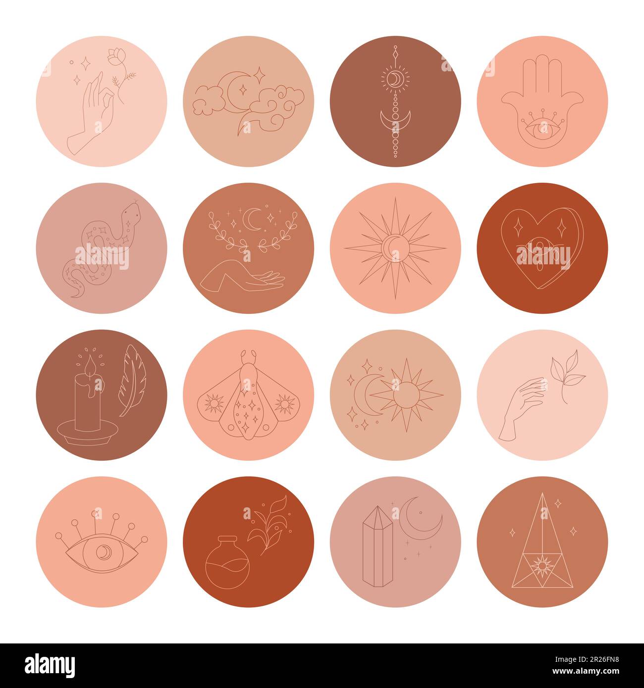 Esoteric elements collection. Magic icons minimalistic symbols, planets ...