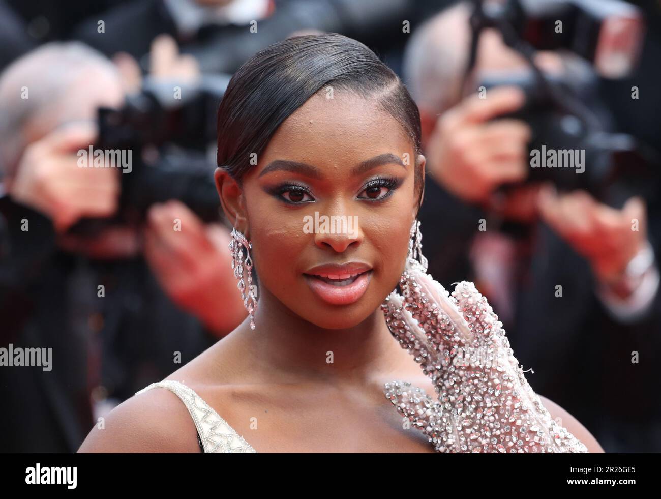 Cannes, France, 17th May, 2023. Coco Jones arriving on the red carpet ...