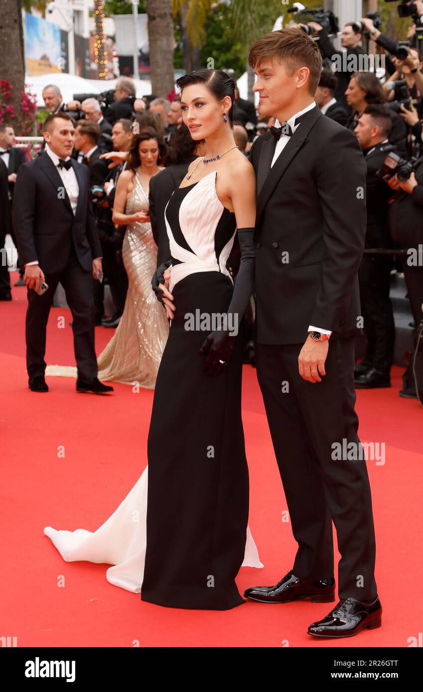Grace Elizabeth, left, and Nicolas Krause pose for photographers upon ...