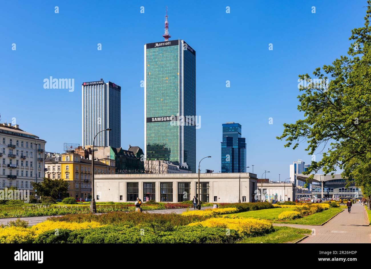 Warsaw, Poland - May 14, 2023: Srodmiescie downtown business district ...