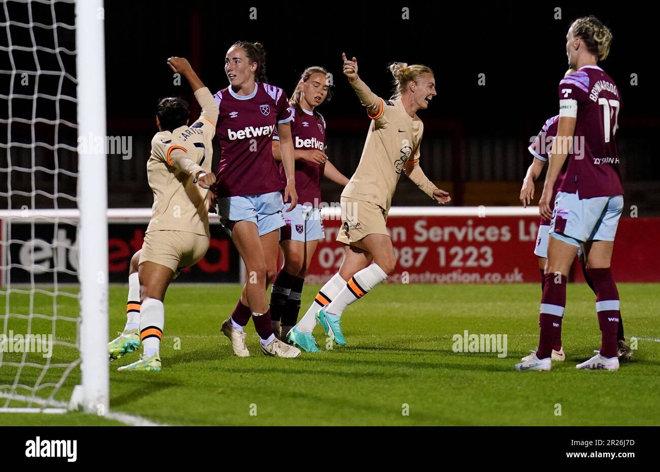 Chelsea’s Sophie Ingle celebrates scoring her sides third goal during ...
