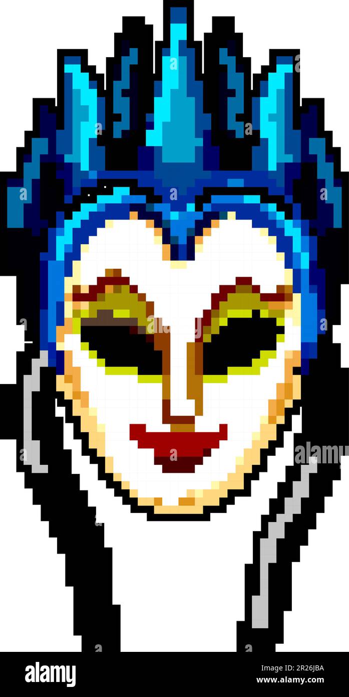 masquerade carnival mask game pixel art vector illustration Stock ...