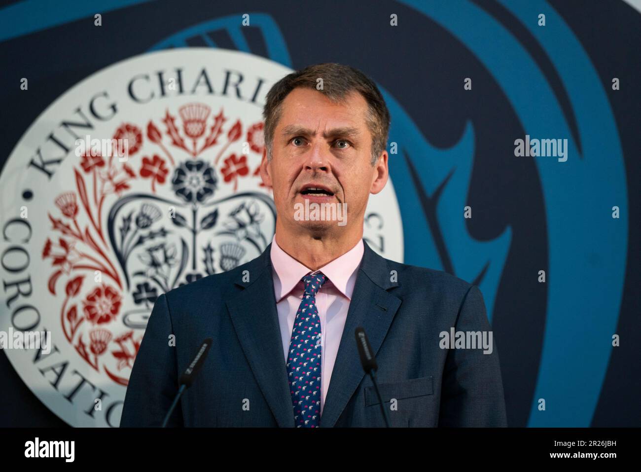 UK Ambassador to Spain, Hugh Elliott, speaks during a party organized ...