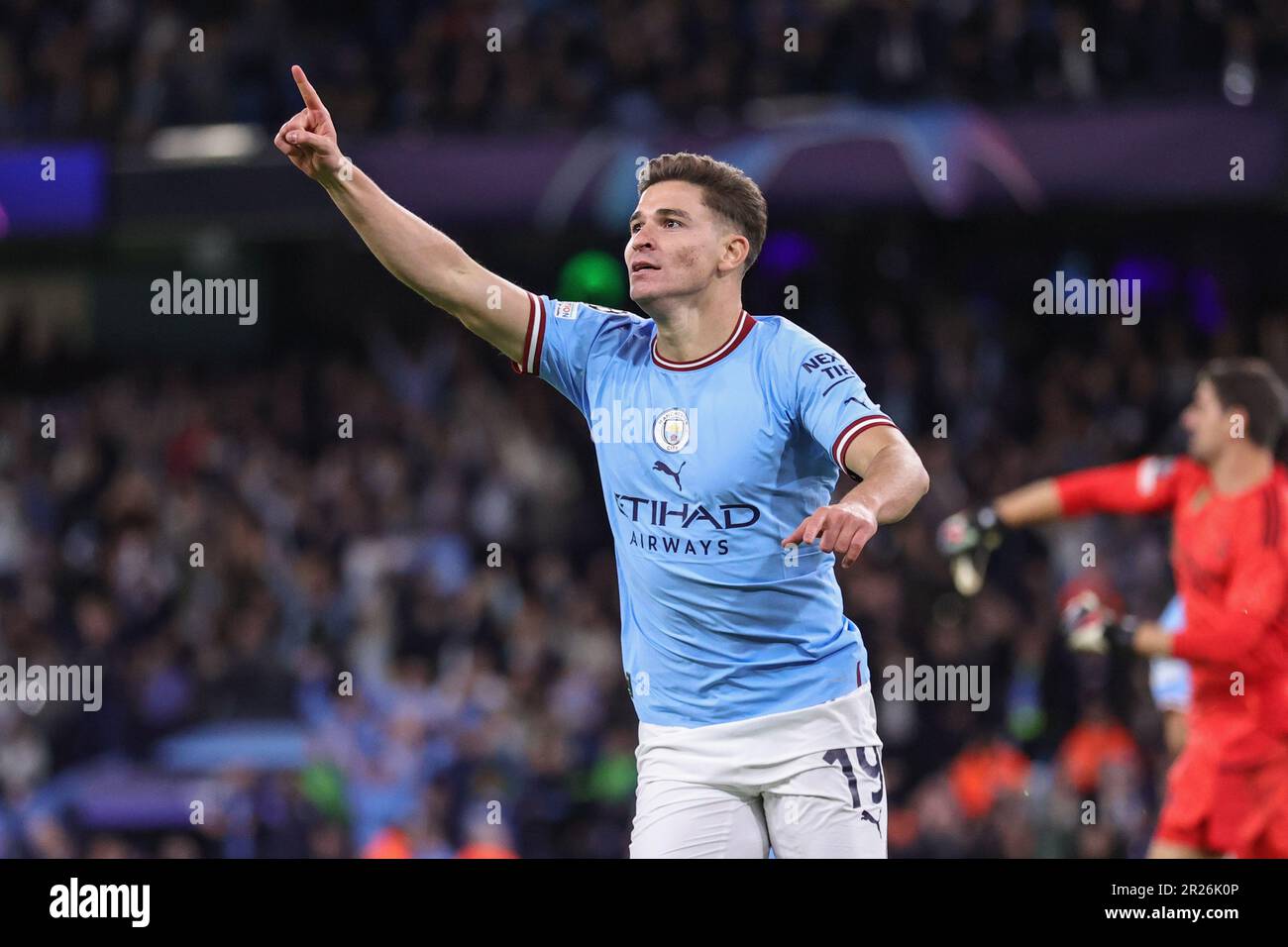 Julián Álvarez #19 of Manchester City celebrates his goal to make it 4 ...