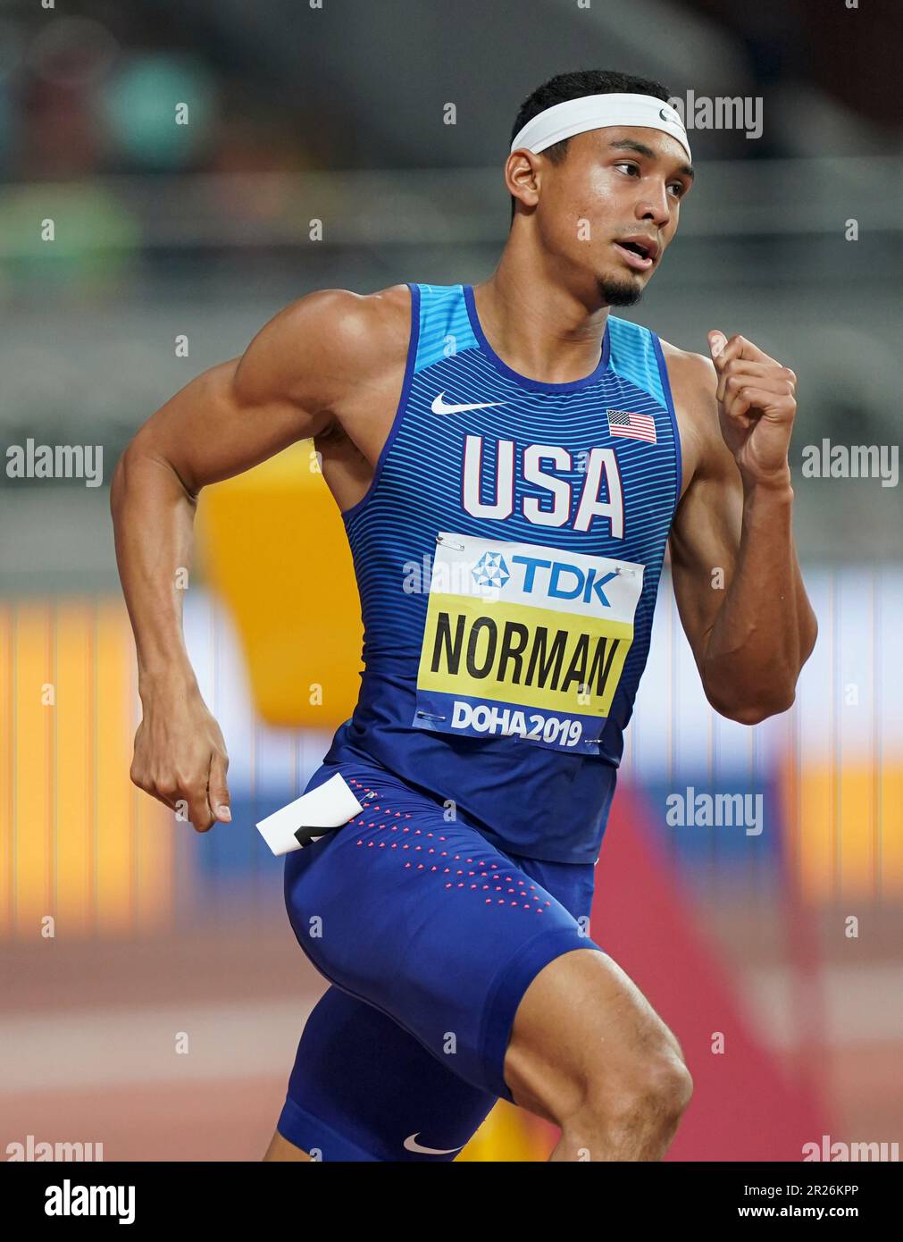Michael Norman running the 400m at the 2019 World Athletics ...