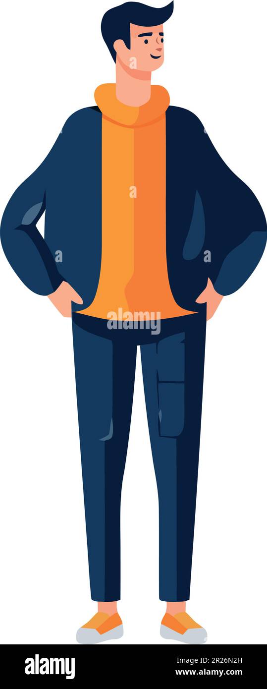 young man standing with confidence, isolated vector Stock Vector Image ...