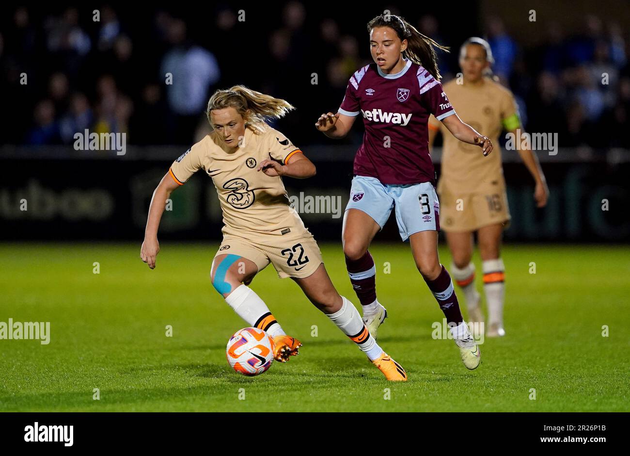 Chelsea’s Erin Cuthbert gets past West Ham United's Emma Snerle during ...