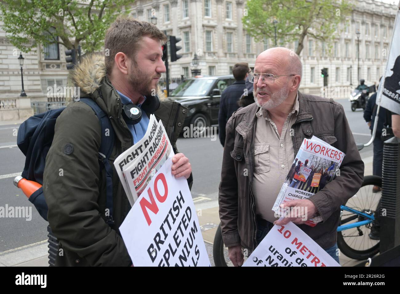 Downing street, London, United Kingdom. 17th May, 2023. Protesters call ...