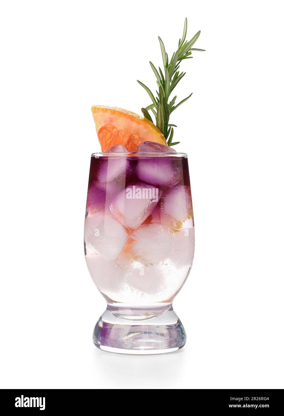 Purple gin and tonic with rosemary on white background Stock Photo - Alamy