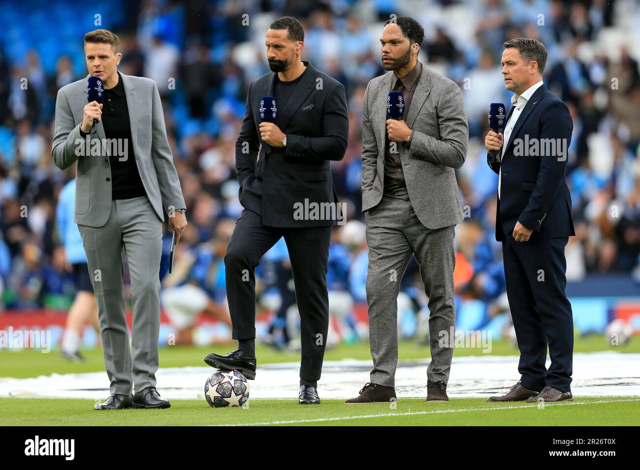 Manchester, UK. 17th May, 2023. BT Sport presenters Jake Humphrey, Rio ...