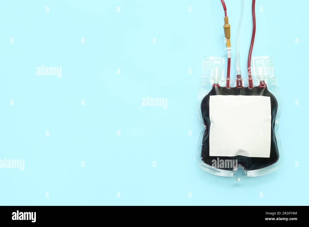 Blood pack on blue background. World Donor Day Stock Photo - Alamy