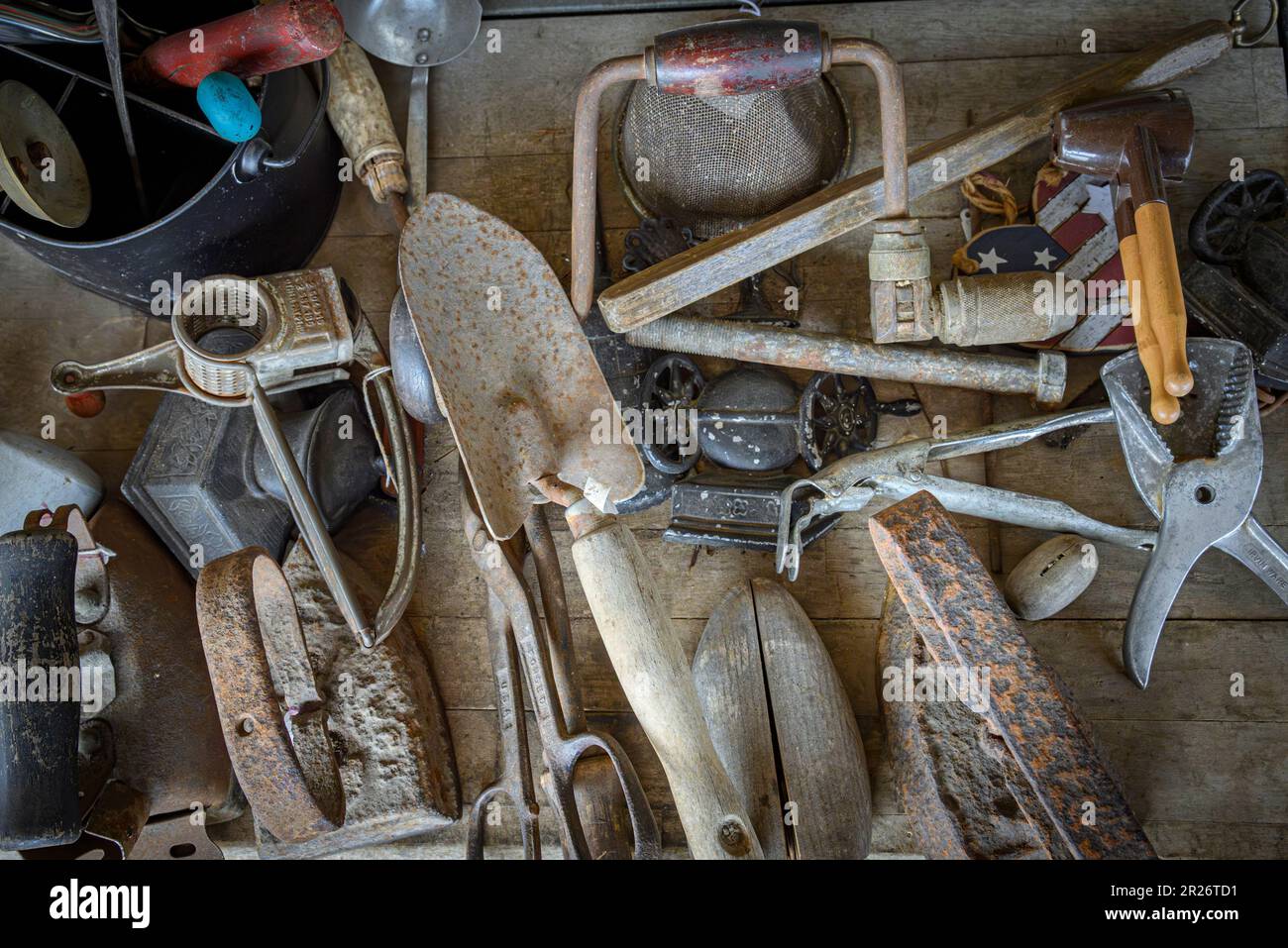 Collection of old household tools Stock Photo - Alamy