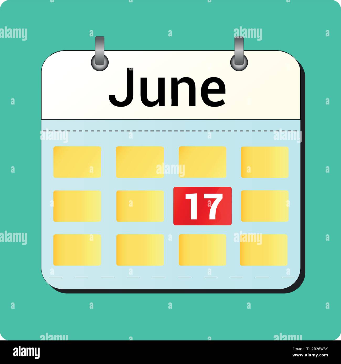 calendar vector drawing, date June 17 on the page Stock Vector Image ...