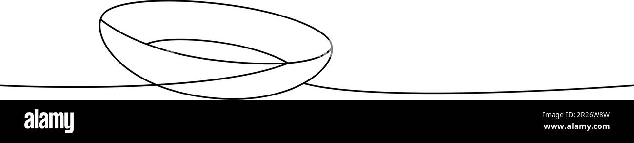 Table plate one line continuous drawing. Kitchen tools continuous one ...