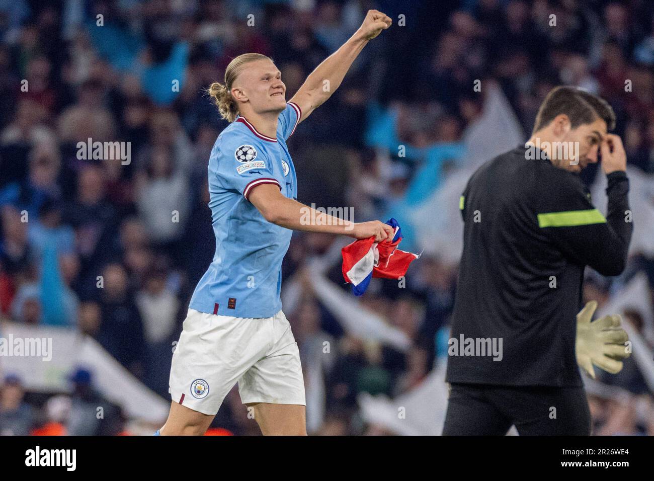 Manchester, England. 17/05/2023, Haaland celbrates after the UEFA ...