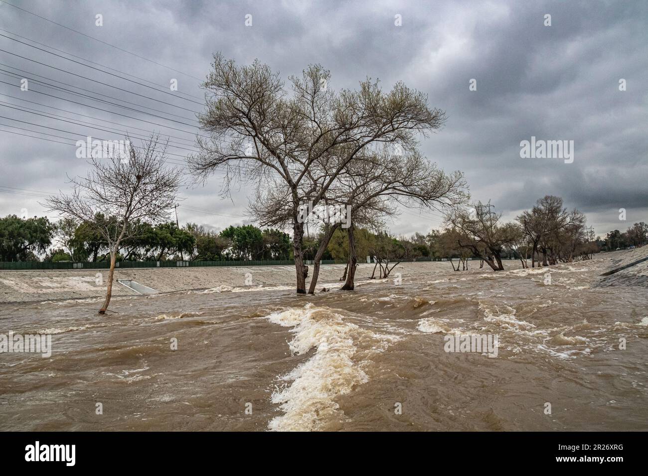 Los Angeles River after a major storm that washed away large areas of ...