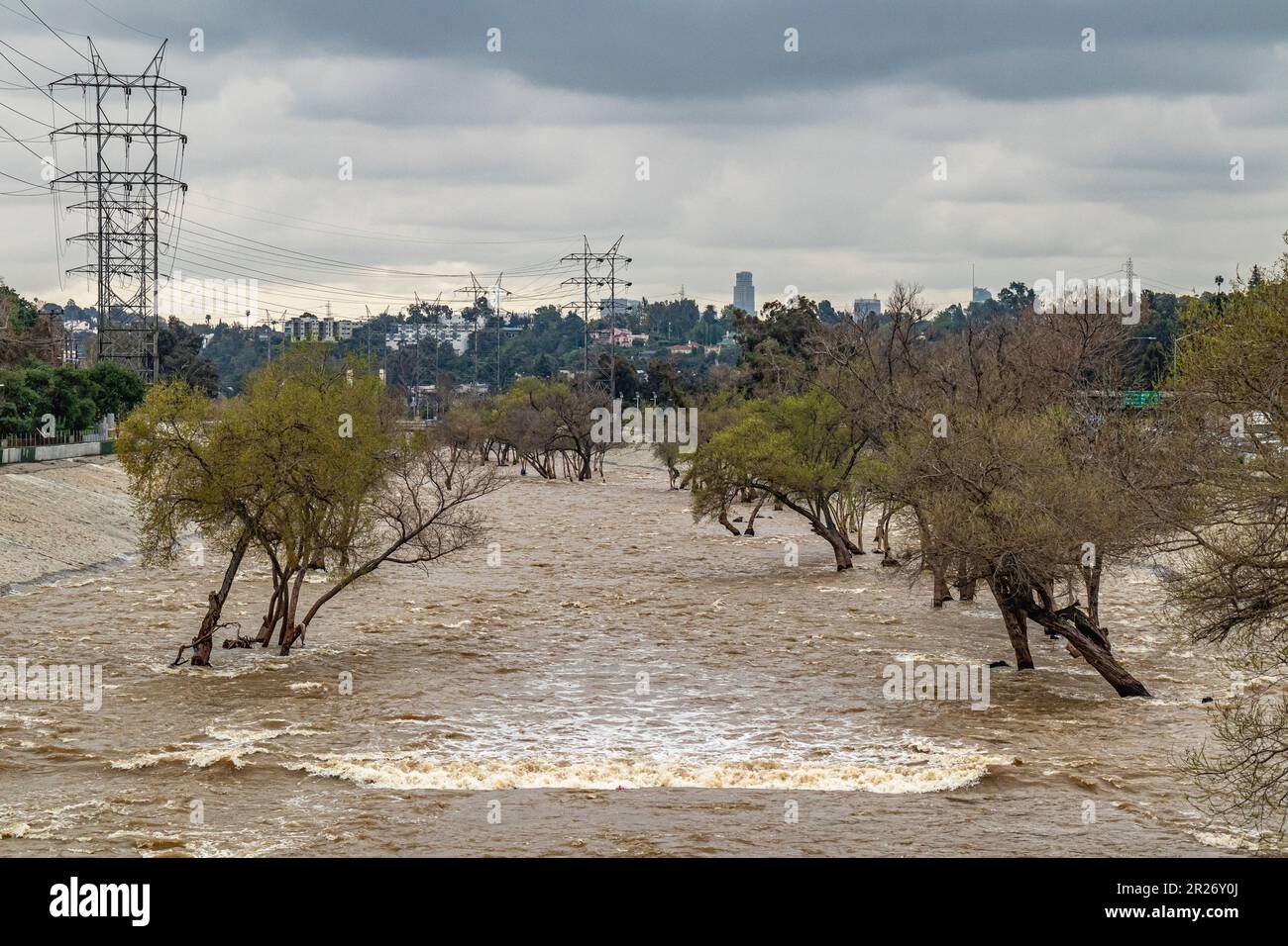 Los Angeles River after a major storm that washed away large areas of ...