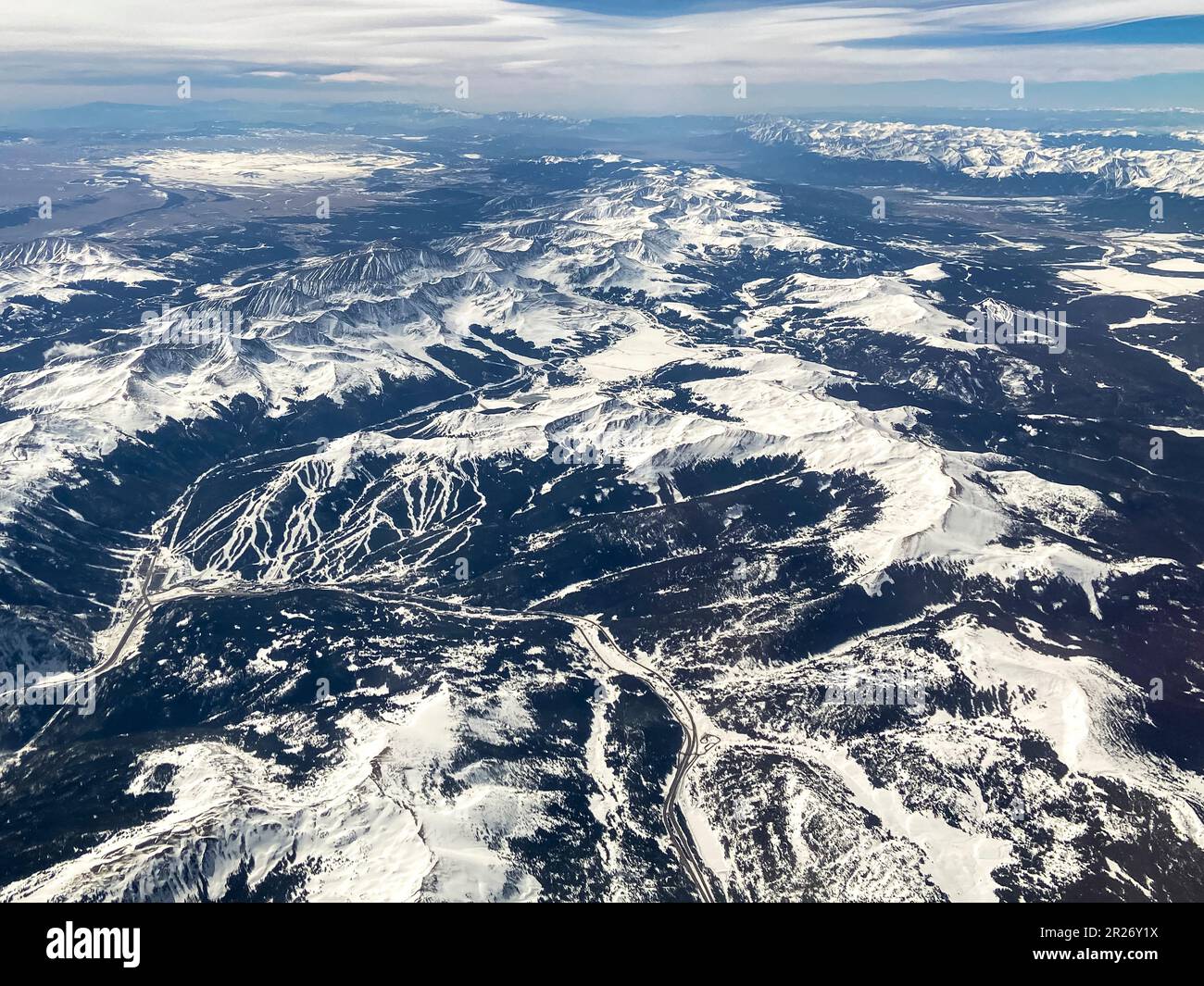 Aerial view of rocky Mountains in winter Stock Photo - Alamy